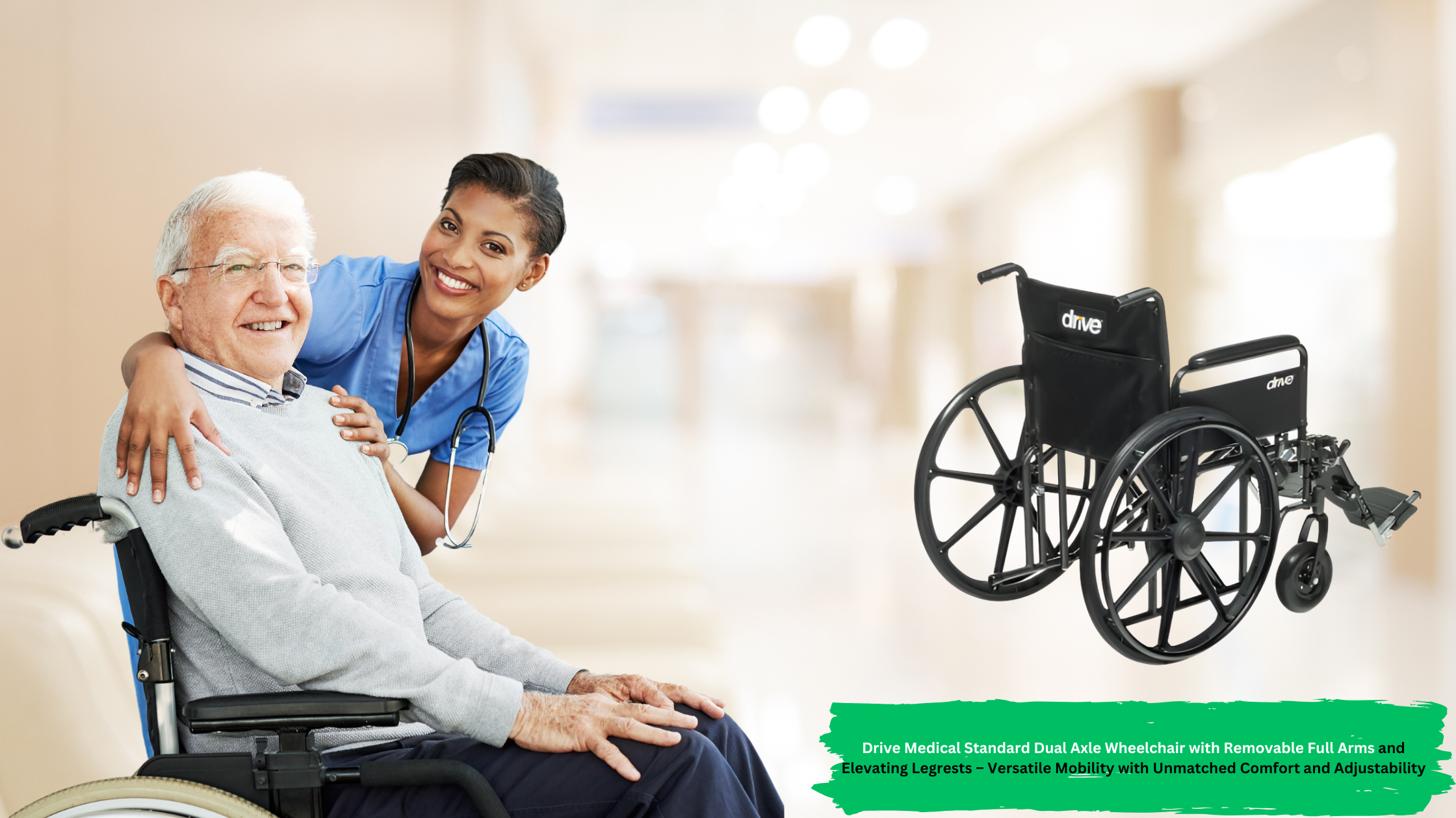 Drive Medical Dual Axle Wheelchair with Removable Arms & Legrests ...