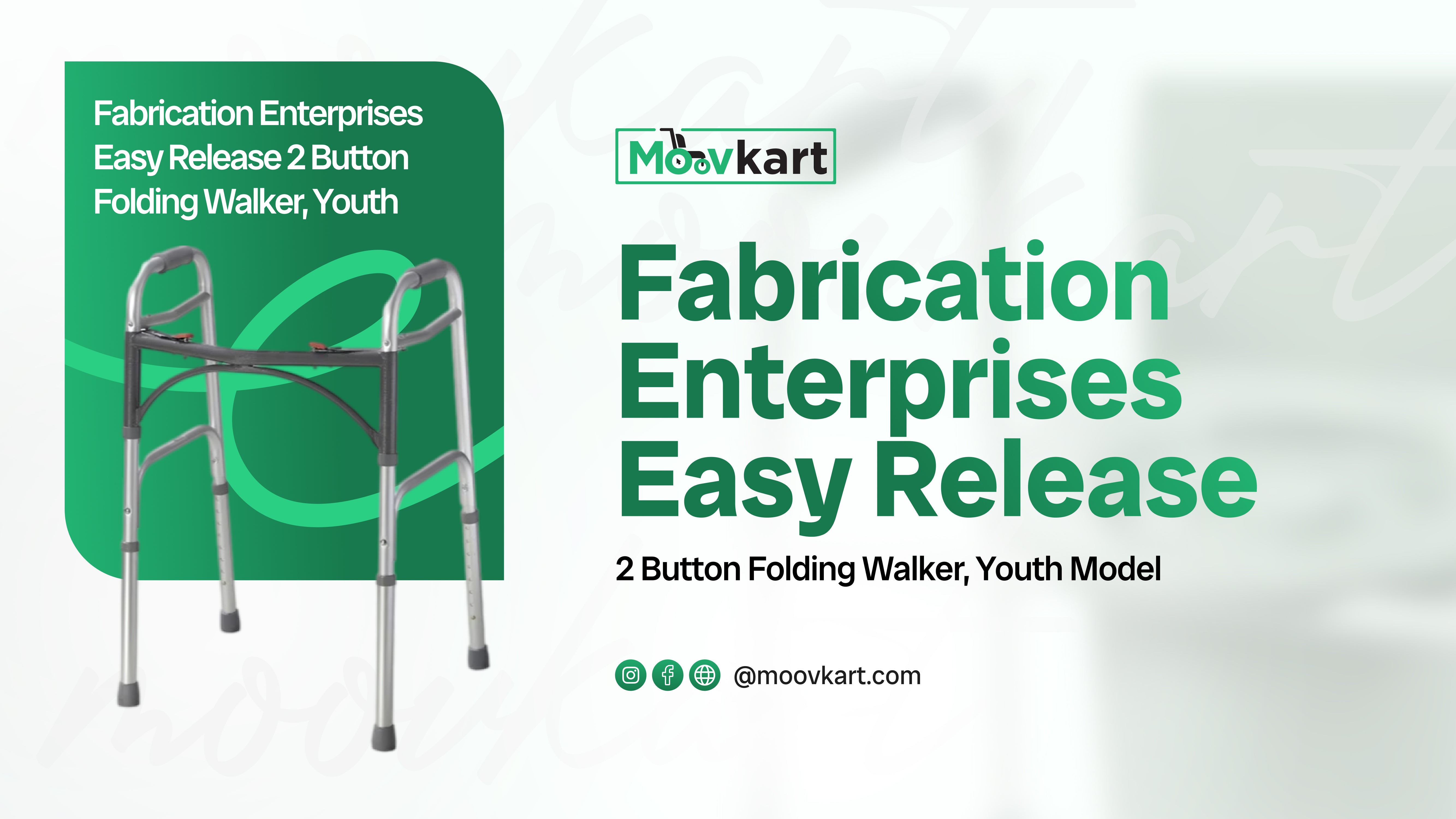 Fabrication Enterprises Easy Release 2-Button Folding Walker – Youth M ...