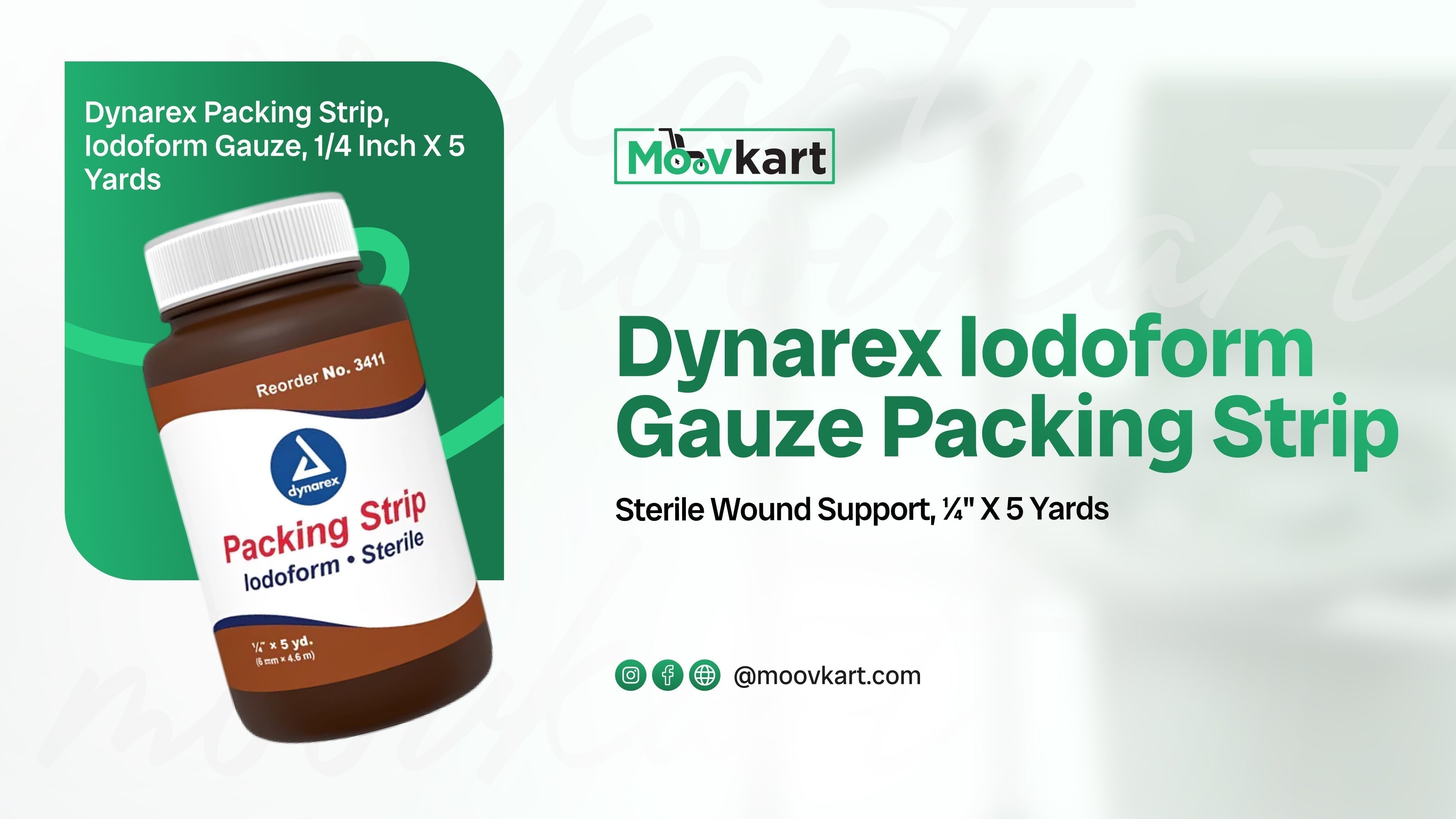 Dynarex Iodoform Gauze Packing Strip – Sterile Wound Support, ¼ Inches ...