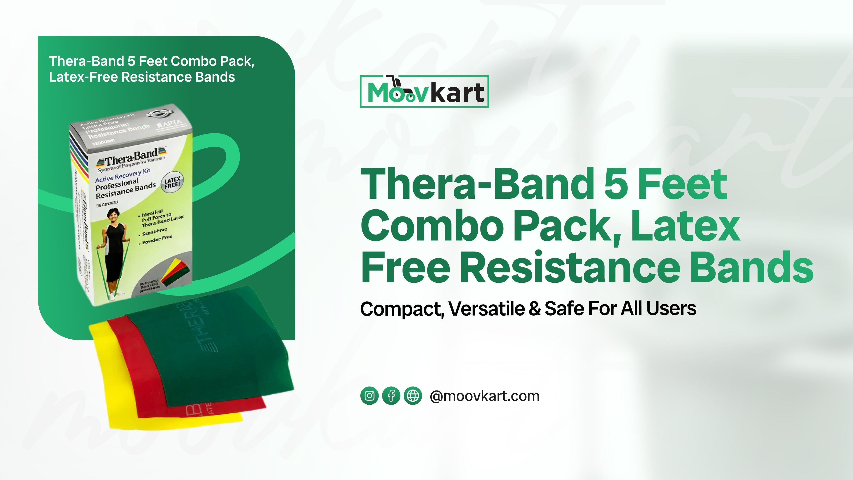 Thera-Band 5 Feet Combo Pack, Latex-Free Resistance Bands – Compact, V ...