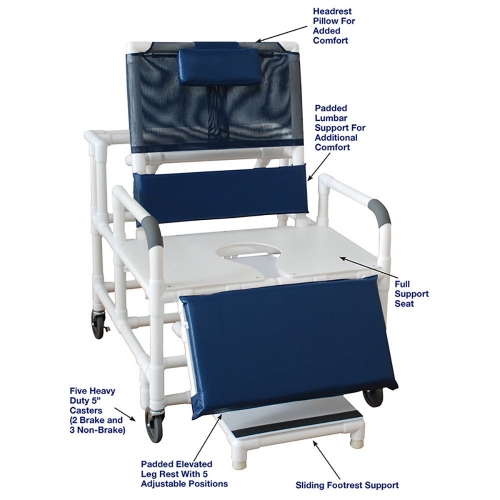 Shower Chair Bariatric PVC Reclining with ELR - Moovkart.com