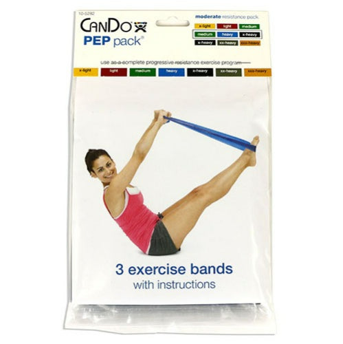 CanDo Moderate Resistance PEP Exercise Bands (Green, Blue, Black ...