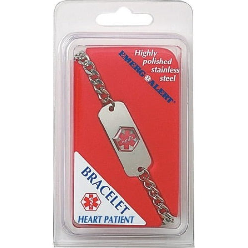Apothecary Medical ID Bracelet Heart Design Stainless Steel 8.5 Inch ...