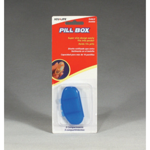 Acu-Life Daily Pill Box Kidney-Shaped, 3 Compartments, Super Slim Trav ...