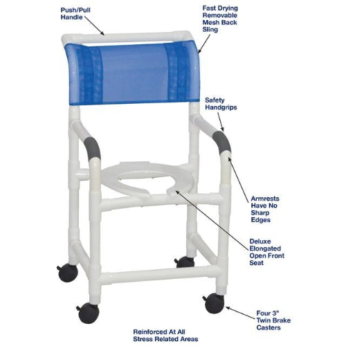 MJM International Shower Chair, 3 Inches Twin Casters, 300 Lbs Capacit ...