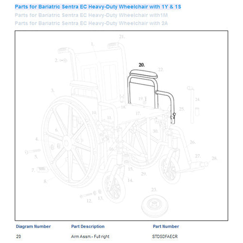 Drive Medical Full-Length Wheelchair Arm with Padding, Right - Moovkart.com