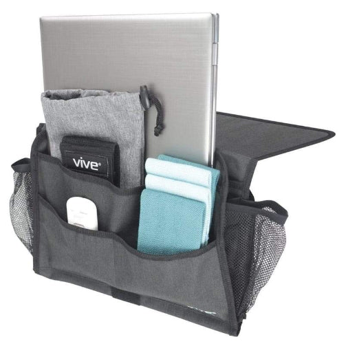 Bedside Caddy, 13.5" Wide, Mesh Pockets, Extra-Long Flap