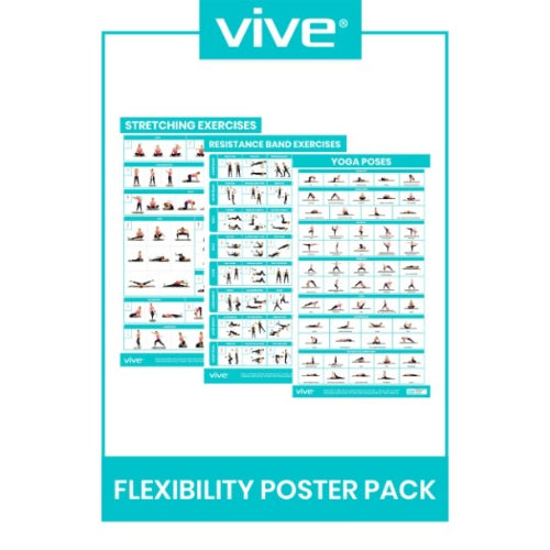 Flexibility Poster Pack: Yoga, Stretching, Resistance Bands, Full-Colo