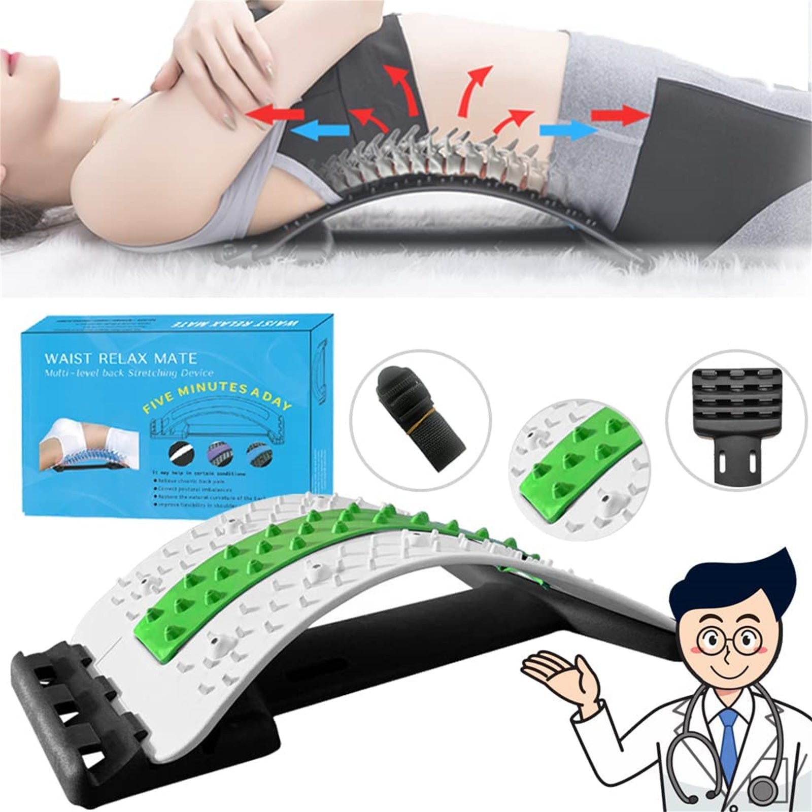 Back Cracker Lower Back Pain Relief Device With Magnet, Sciatica ...