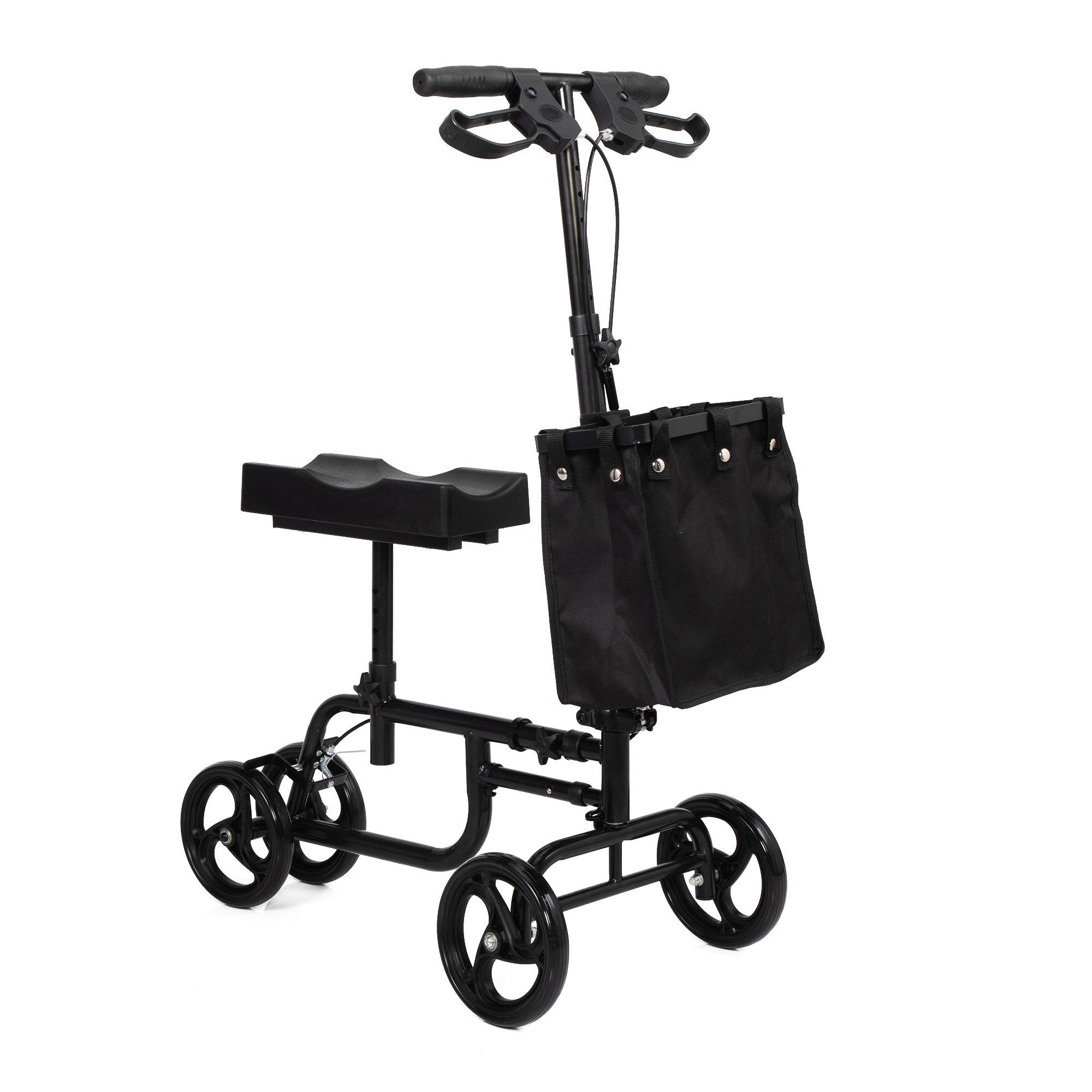Folding Knee Scooter, Steerable Leg Walker, Black - Moovkart.com